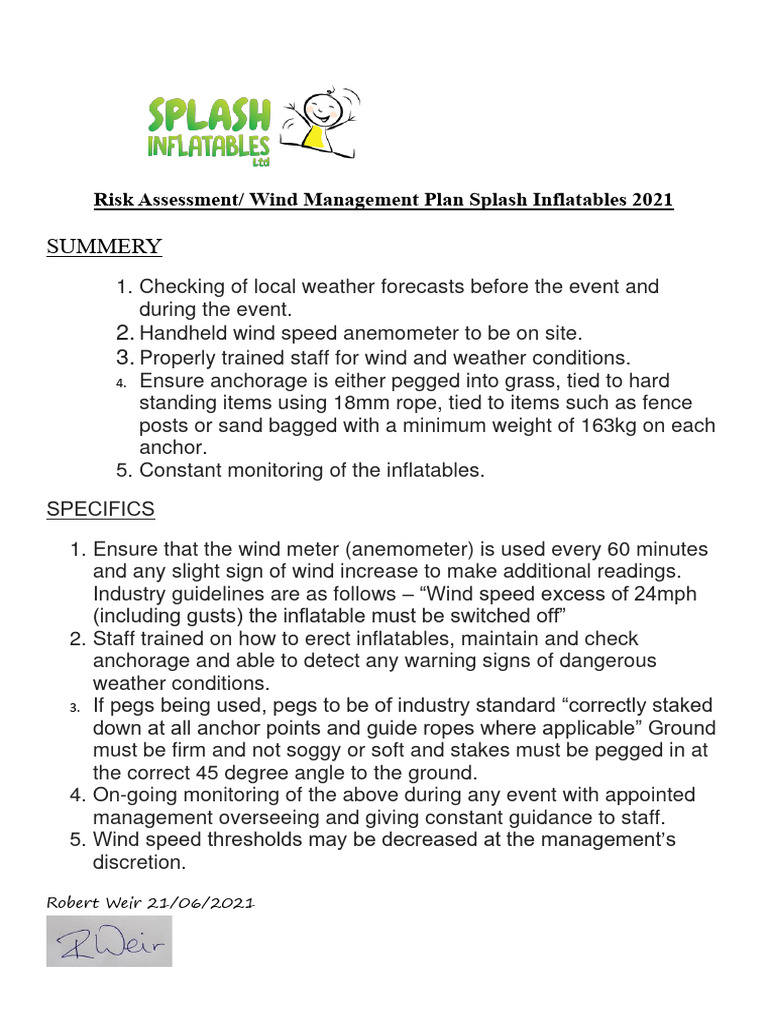 Risk Assessment Wind Management Plan 2021 Signed | PDF