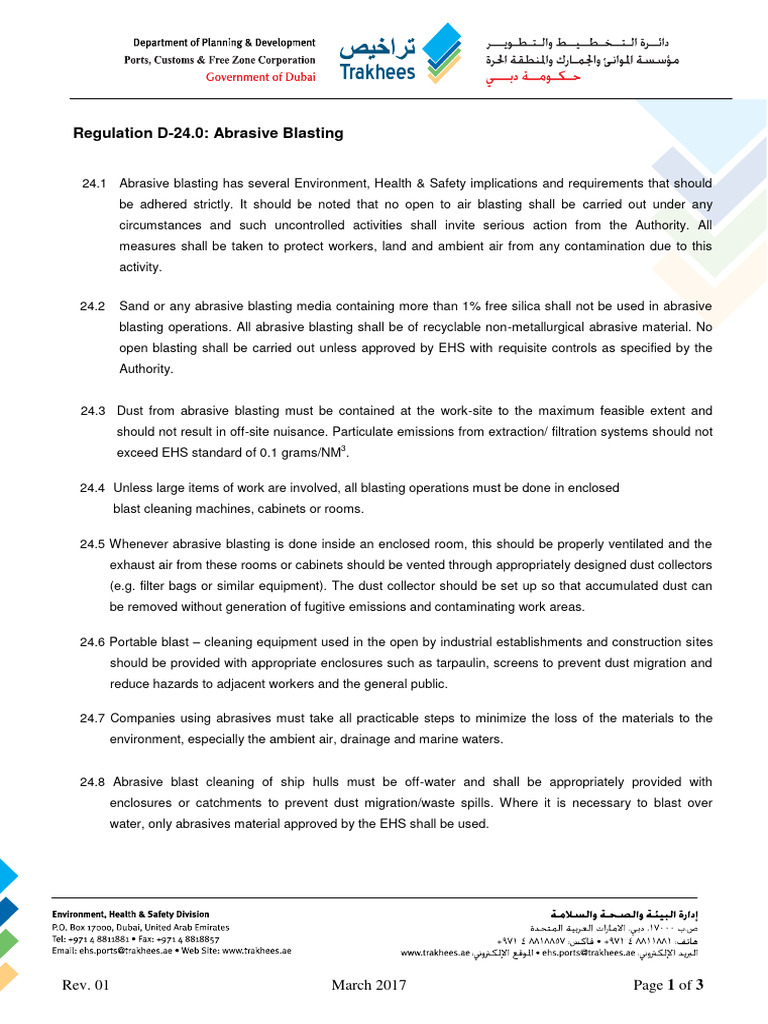 Abrasive Blasting Safety Rules | PDF | Personal Protective Equipment | Dust