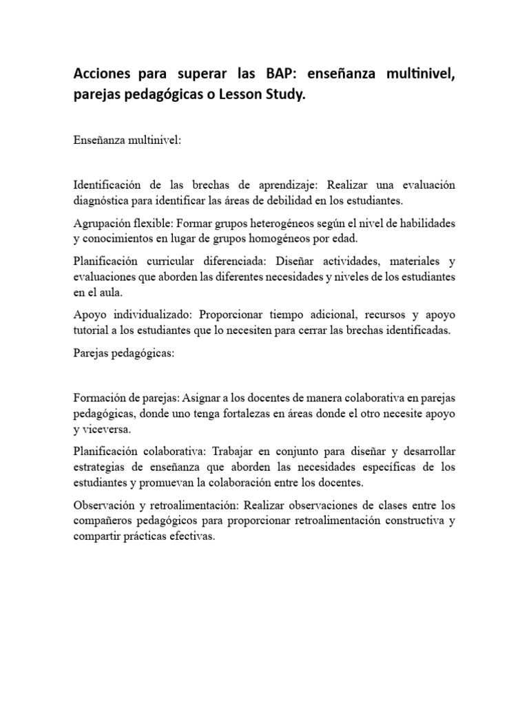 Acciones para Superar Las BAP | PDF