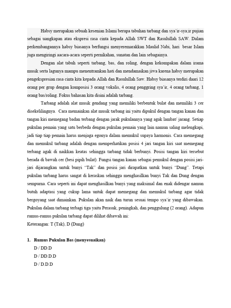 Memahami Seni Tarbang dalam Habsy | PDF