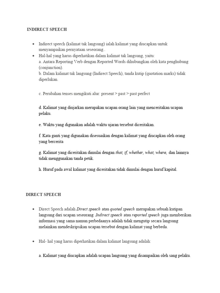 MATERI Direct and Indirect Speech | PDF