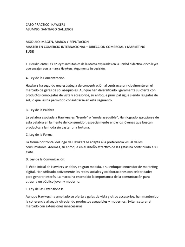 Caso Práctico - Hawkers | PDF | Marca | Marketing