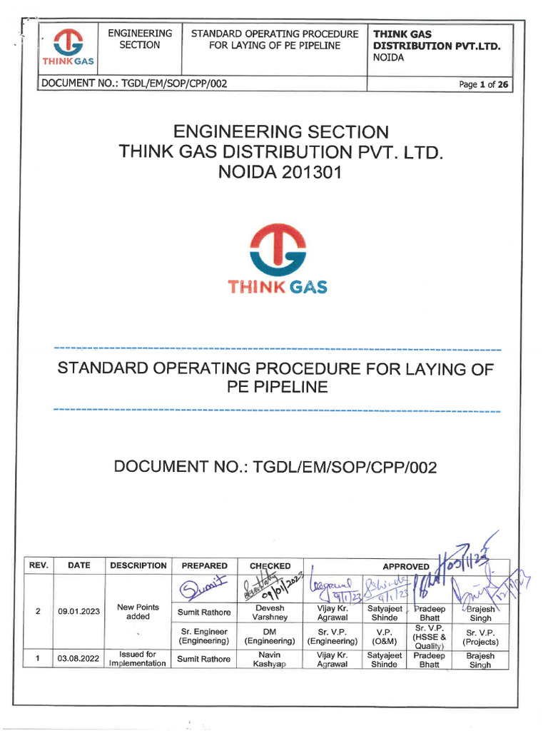 SOP-Laying of PE Pipeline-12.01.2023 | PDF