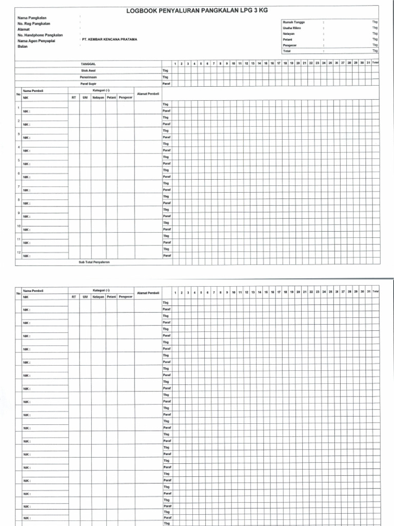 Format Logbook Terbaru 2024 | PDF