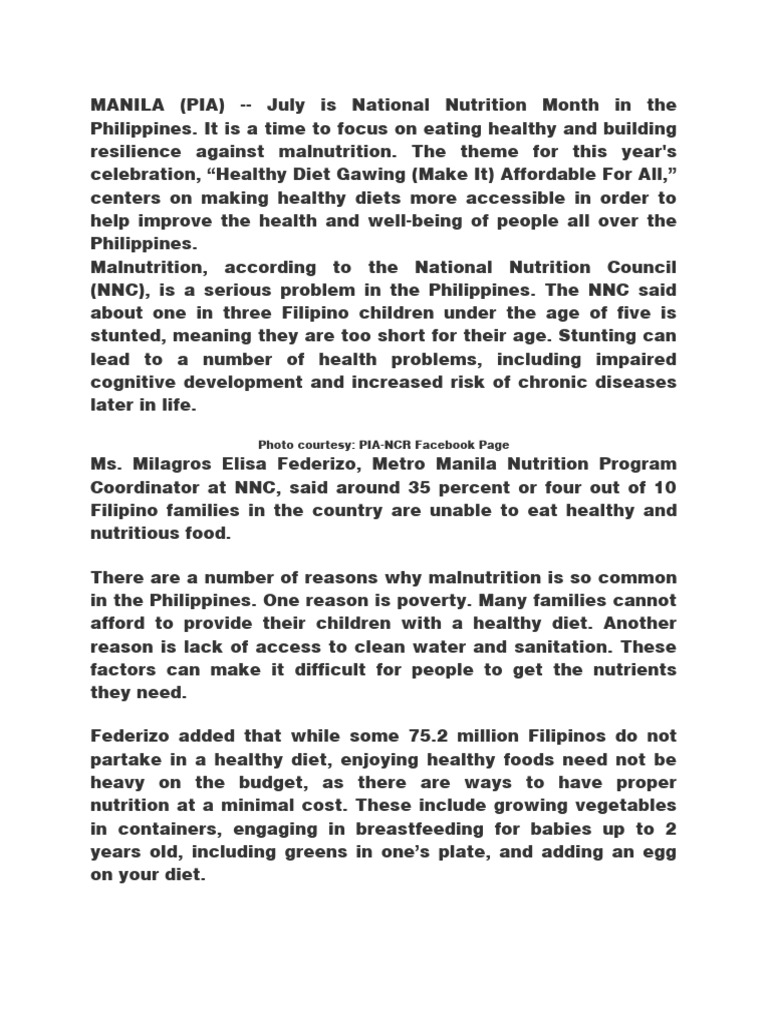 Nutrition Month Celebration | PDF | Malnutrition | Diet (Nutrition)