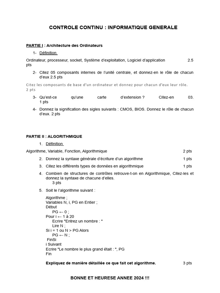 Controle Continu | PDF | Programmation informatique | Programme informatique