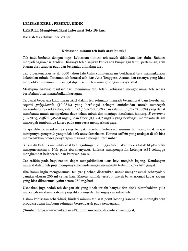 Lembar Kerja Peserta Didik-Teks Diskusi | PDF Lembar Kerja Peserta Didik-Teks Diskusi | PDF