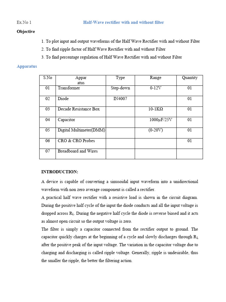Lab Manual | PDF | Rectifier | Amplifier