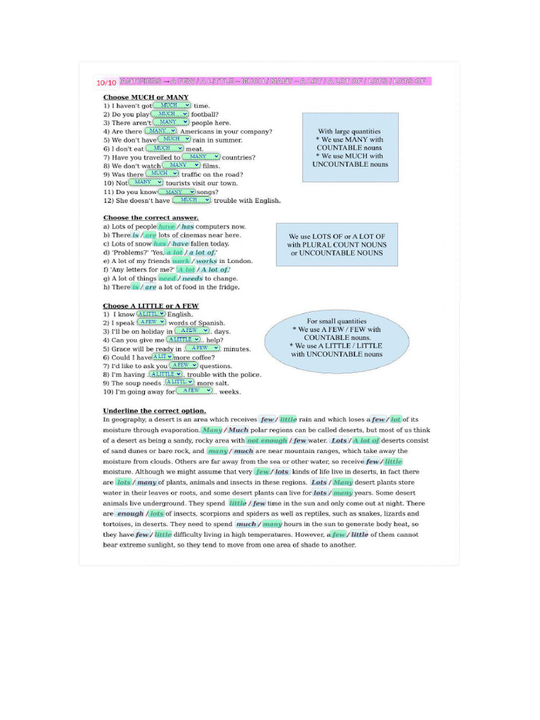 Homework - Countable & Uncountable Nouns (Review) | PDF