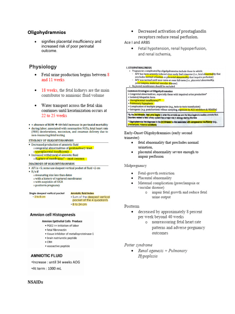 Oligohydramnios | PDF