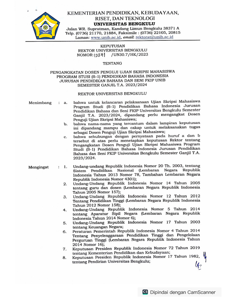 SK Dosen Penguji Ujian Skripsi | PDF