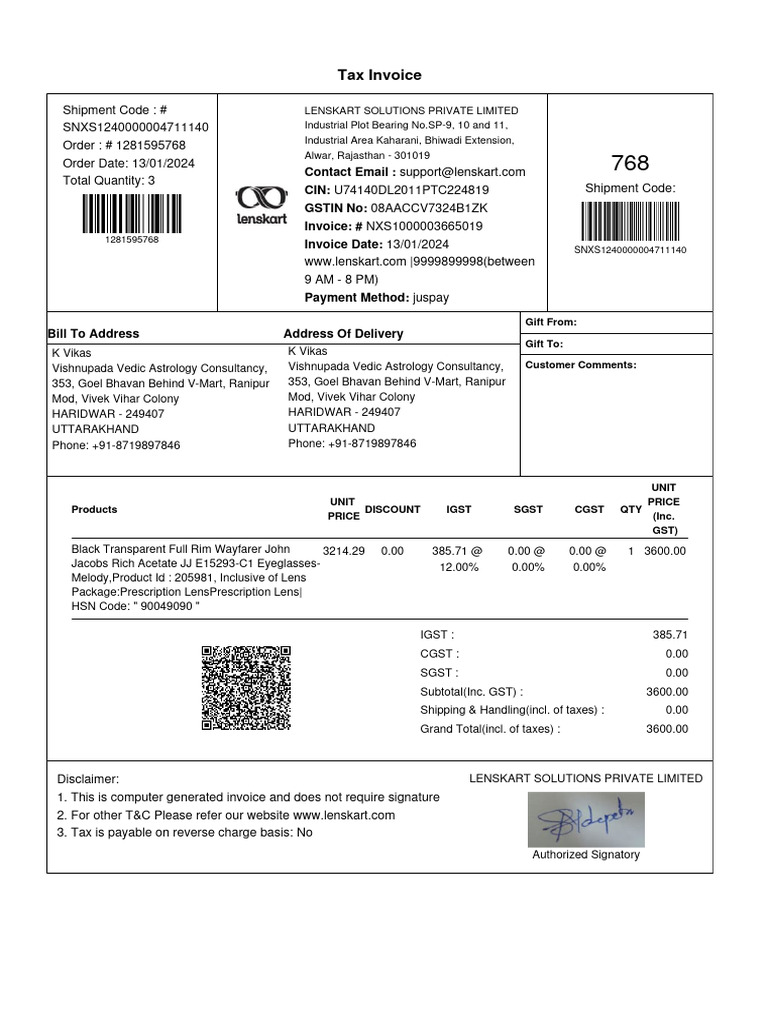 Invoice 1281595768 | PDF | Trade | Government Finances