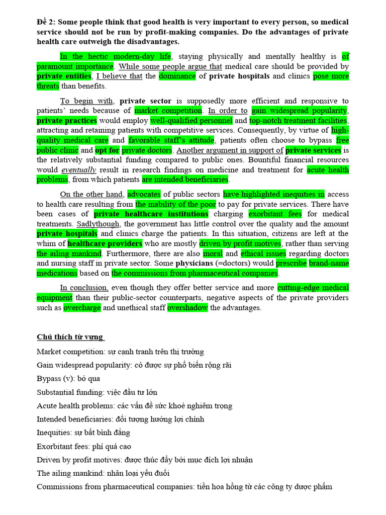Đề 2-writing task 2 | PDF | Health Care | Patient