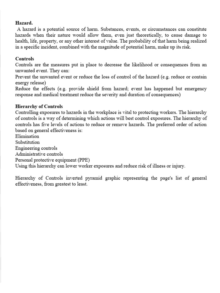 Hierarchy of Controls | PDF | Personal Protective Equipment | Hazards