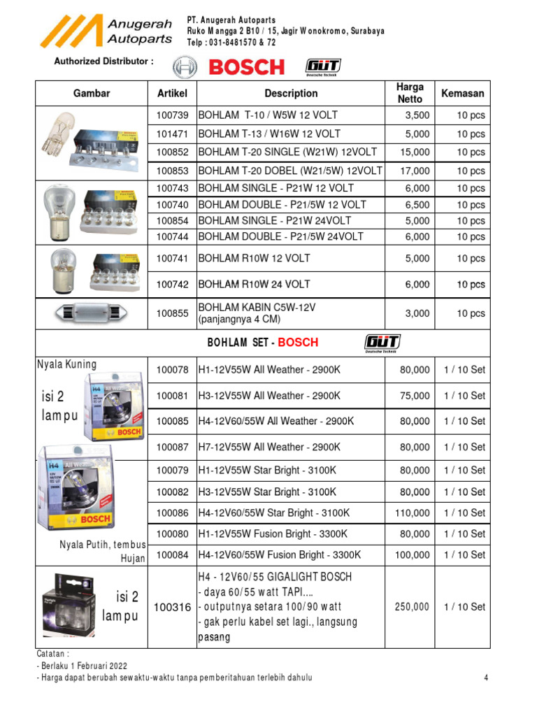 Lampu Kecil Dan Lampu Set 2022 - Retail | PDF