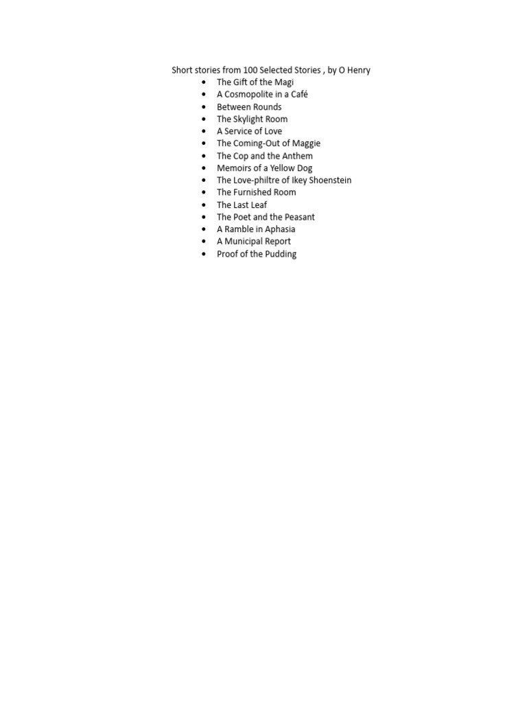 100 Selected Stories by O Henry | PDF
