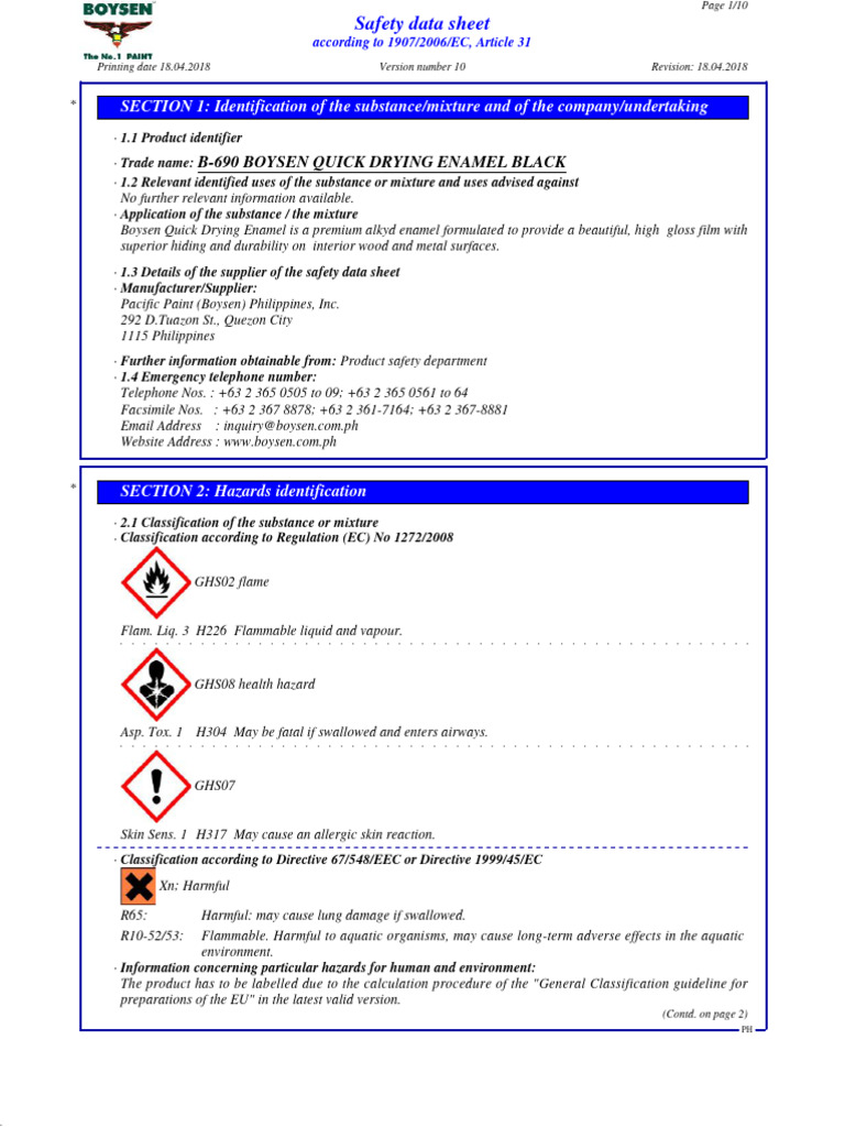 B-690 Boysen Quick Drying Enamel Black | PDF