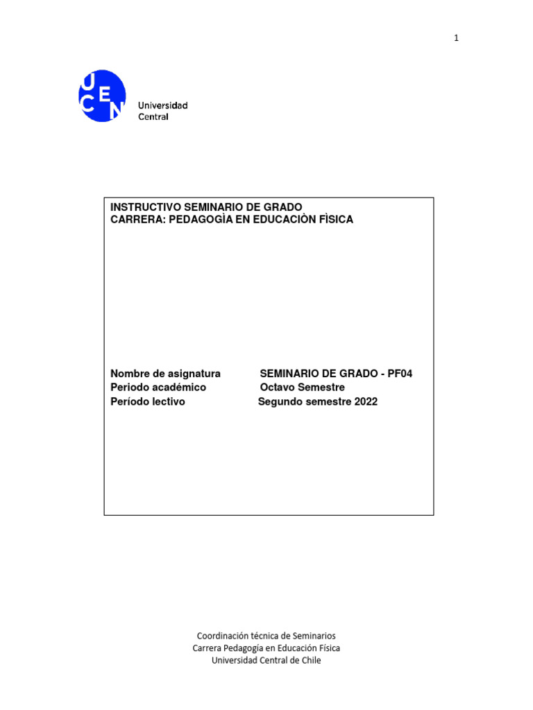 01 - Instructivo Elaboraciòn Seminario de Grado 2022-PF04-2 | PDF | Teoría | Maestros