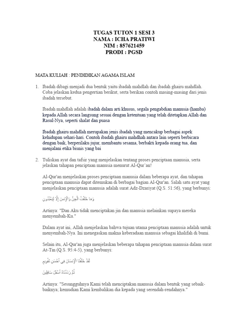 Tugas Tuton 1 Sesi 3 Agama Ut Pdf