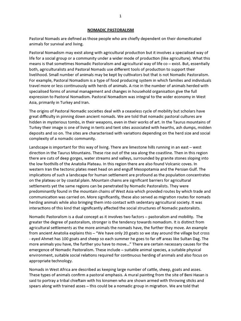 Nomadic Pastoralism | PDF