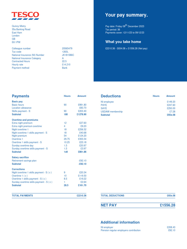 Your Pay Summary: Payments Deductions | PDF | Overtime | Money