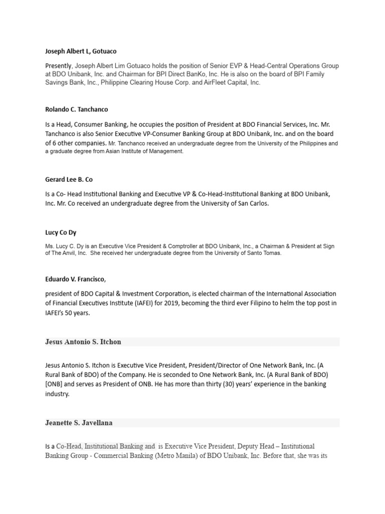 Joseph Albert L, Gotuaco: Jesus Antonio S. Itchon | PDF | Financial ...