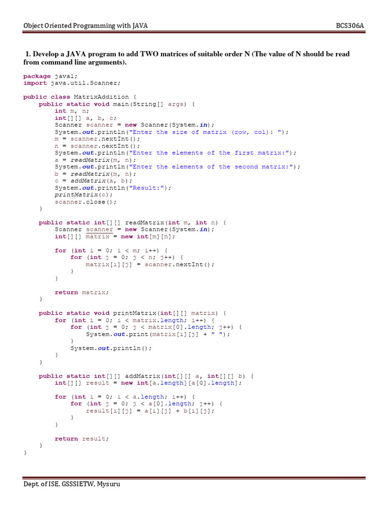 Java Matrix Addition and Stack Operations | PDF | Computers