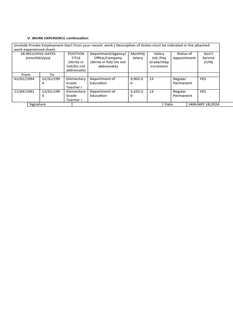 Work Experience Attachment PDS 2024 | PDF