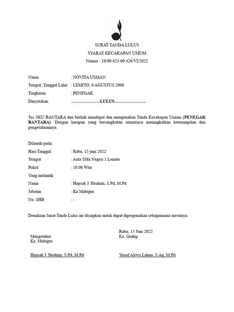 Surat Tanda Lulus | PDF