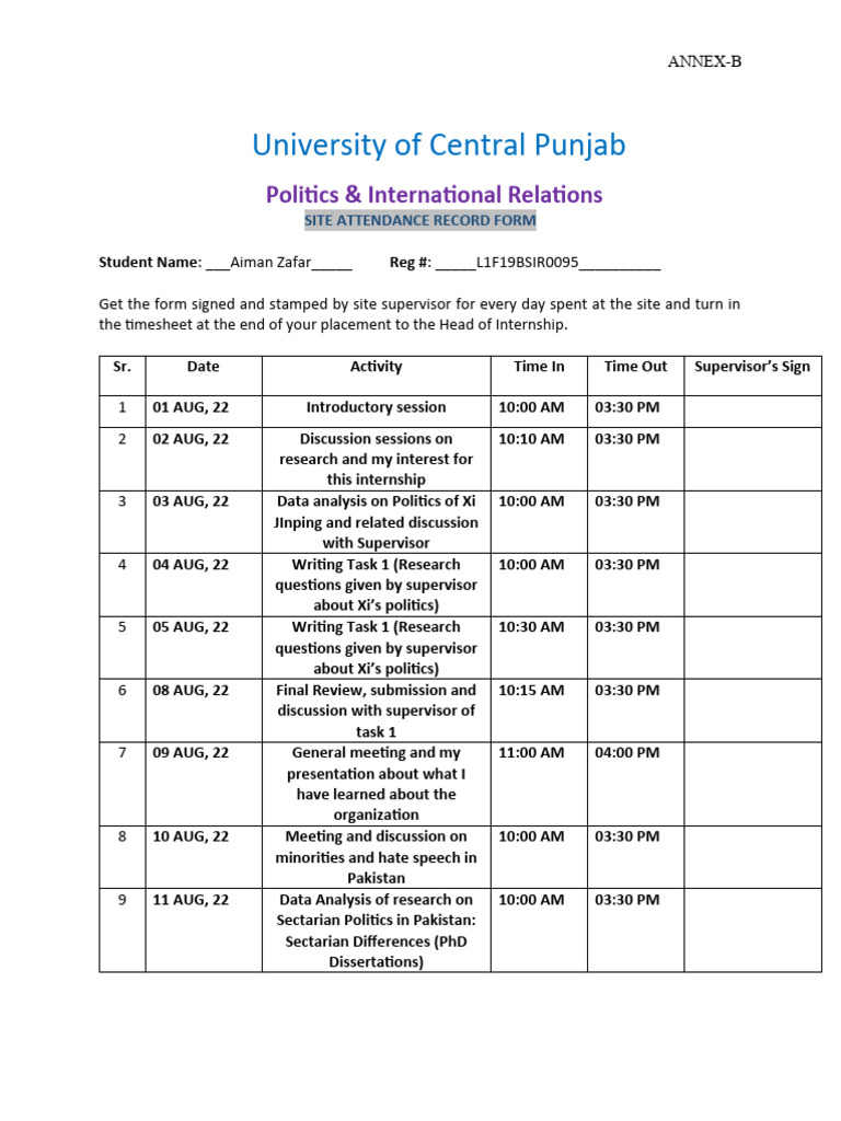 B - Annex - Attandance Sheet | PDF