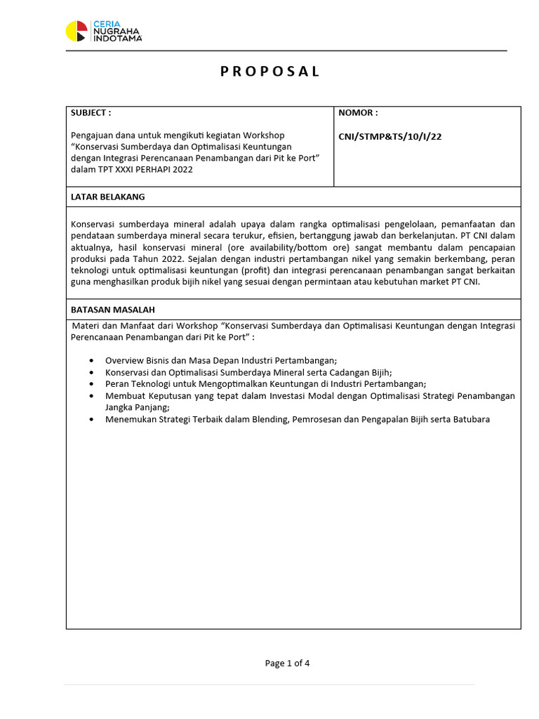 Proposal Workshop TPT XXXI PERHAPI 2022 | PDF