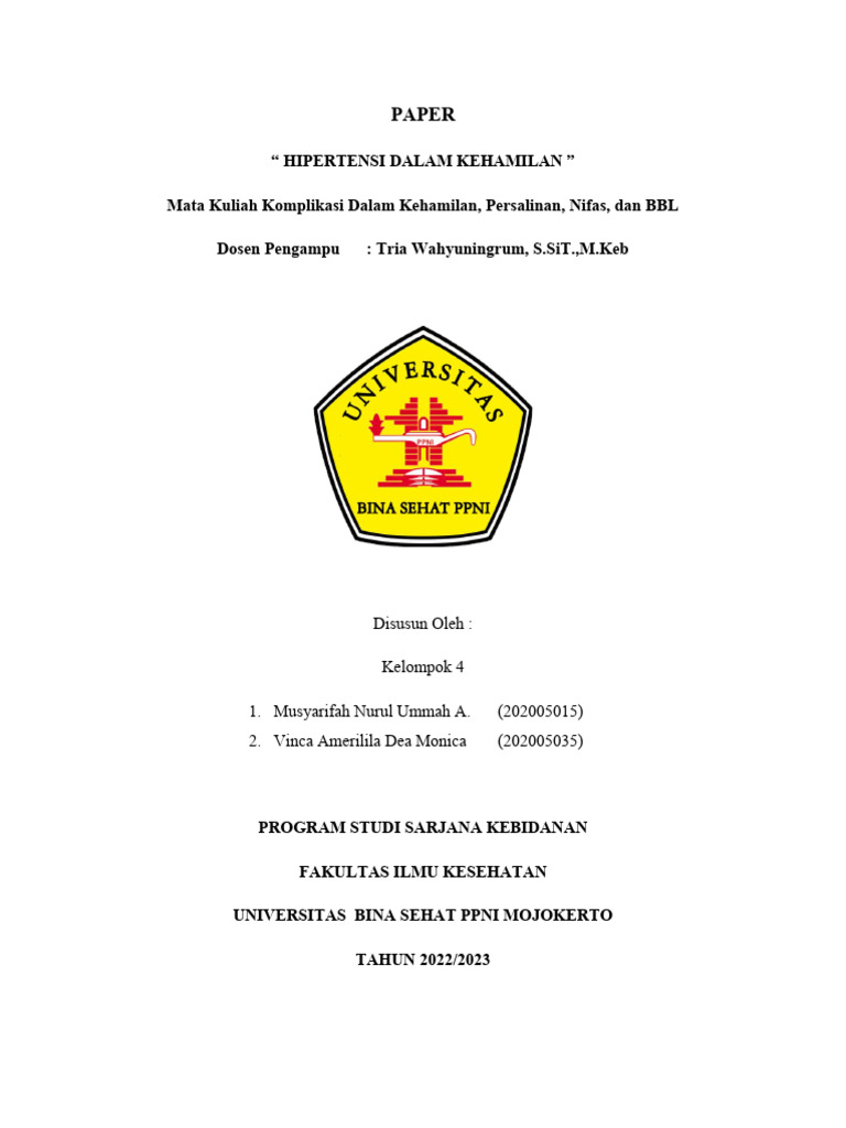 Paper Kel 4 Hipertensi Dalam Kehamilan | PDF