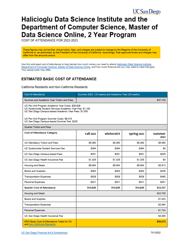 UCSD COA HDSI CSE Master Data Science Online 2022 | PDF | Student ...