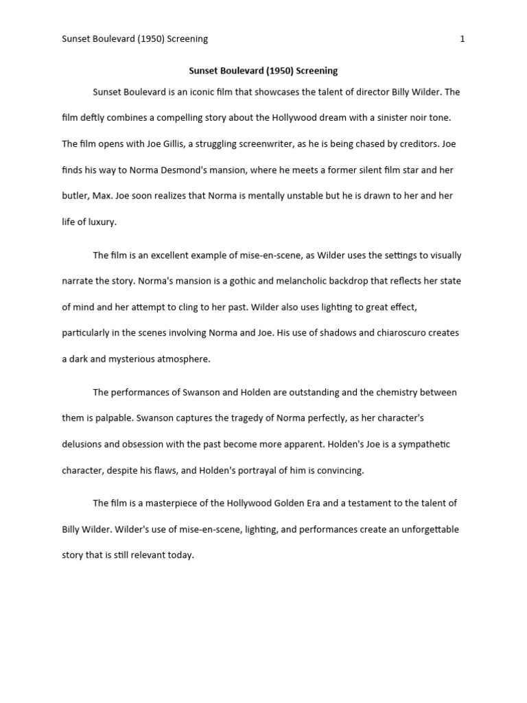 Sunset Boulevard Screening | PDF