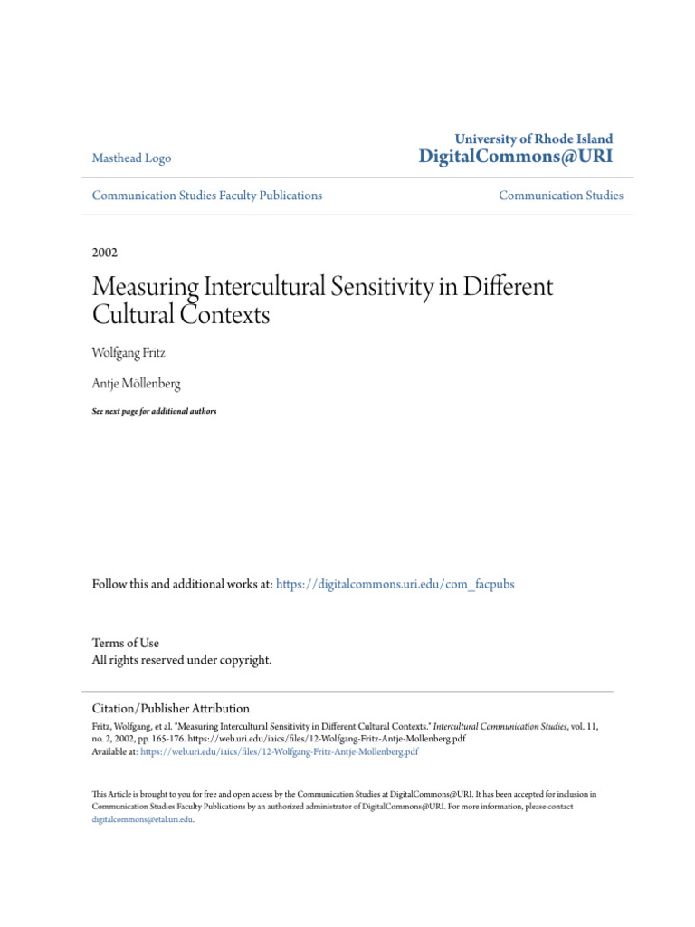 Measuring Intercultural Sensitivity in Different Cultural Context | PDF | Cross Cultural ...