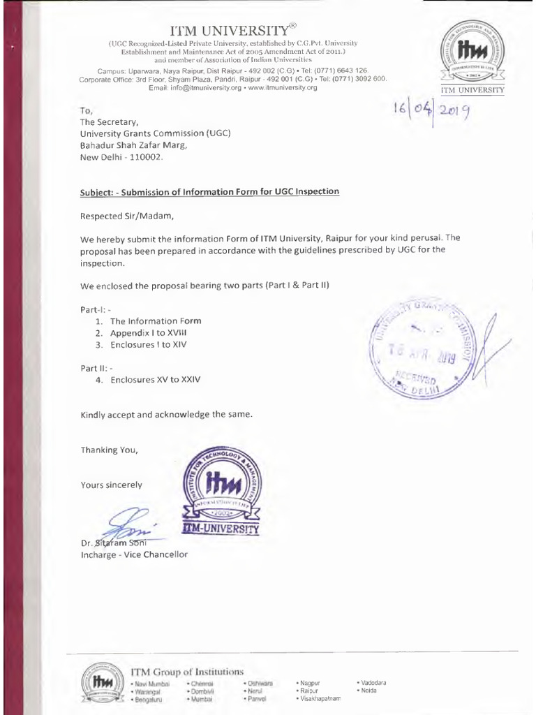 Updated Proforma Itm University | PDF