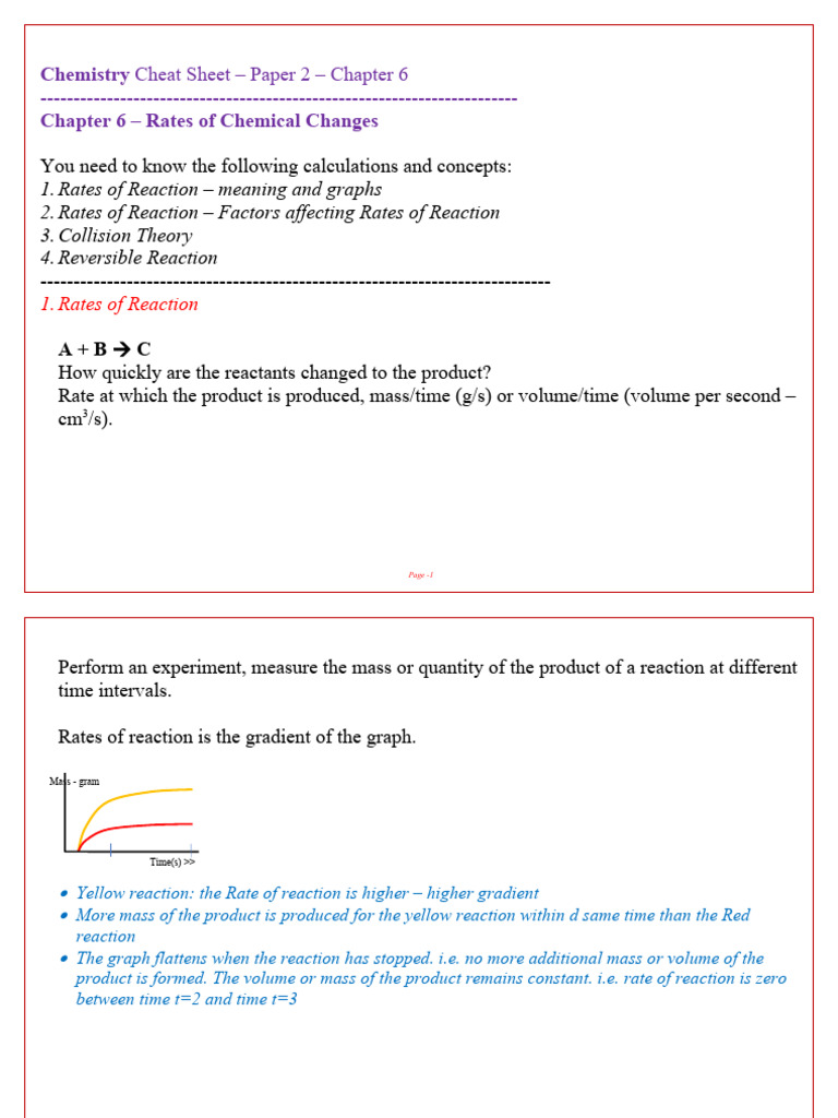 Chemistry Rates of Reaction Guide | PDF | Reaction Rate | Chemical ...