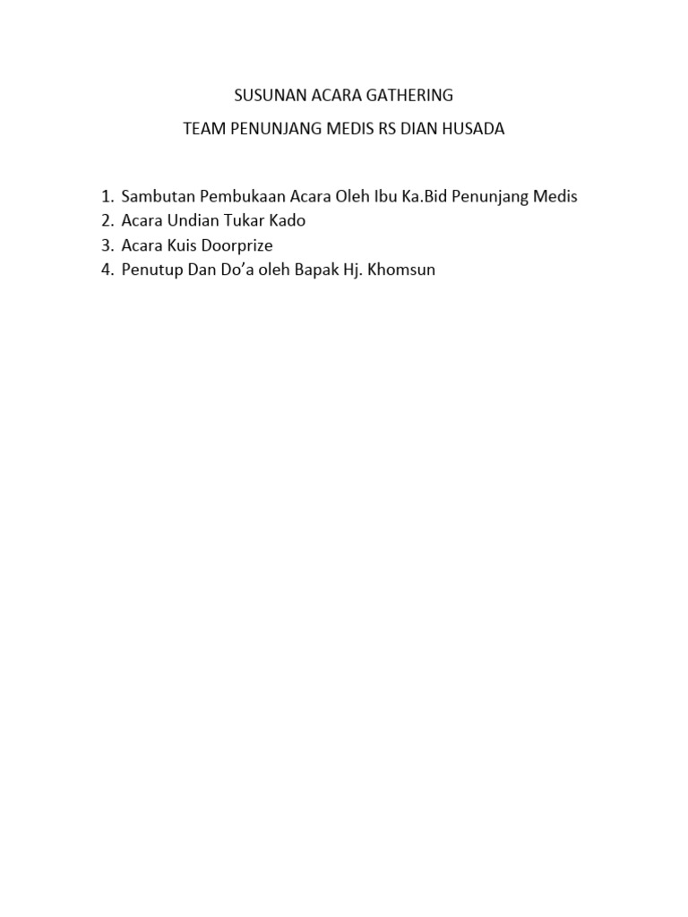 Susunan Acara Gathering | PDF