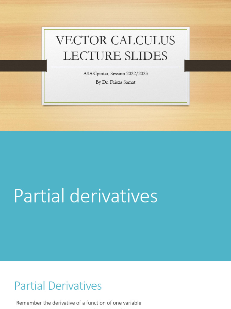 Vector Calculus Lecture Slides | PDF | Integral | Derivative