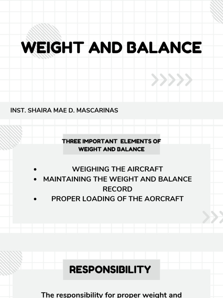 Amt 113 - Weight and Balance Lec | PDF | Weighing Scale | Aircraft
