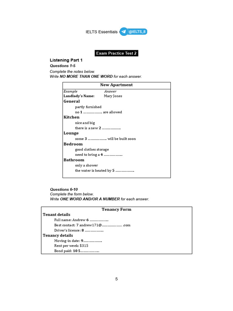 Ielts Trainer 2 Listening Test 1 Pdf Leasehold Estate Landlord
