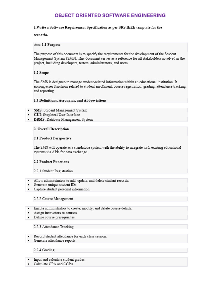 Student Management System SRS Document | PDF | Agile Software ...
