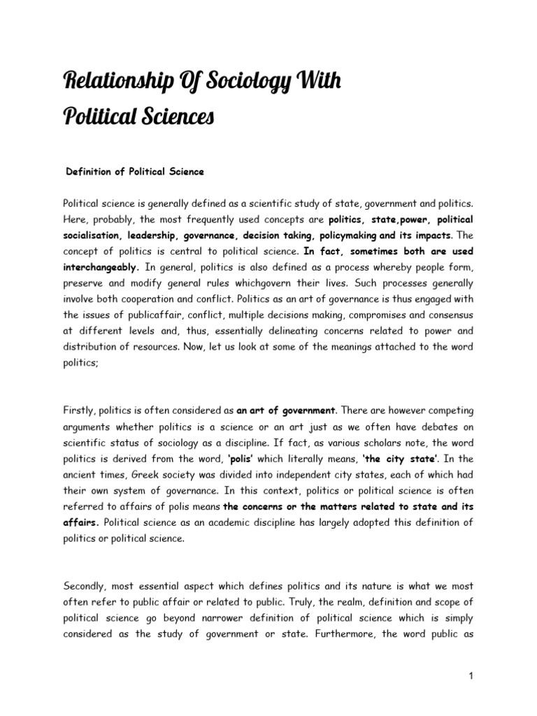 Sociology and Political Science Interplay | PDF | Sociology | Science