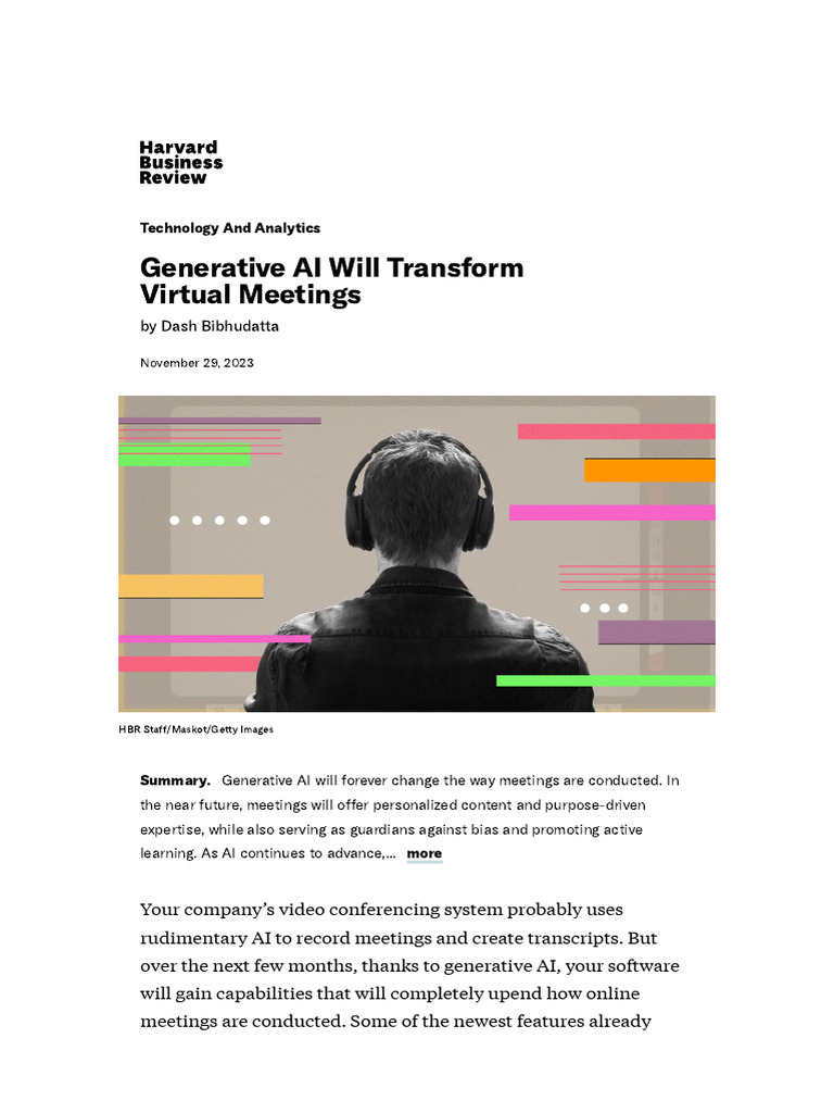 Generative AI Will Transform Virtual Meetings | PDF | Artificial Intelligence | Intelligence (AI ...