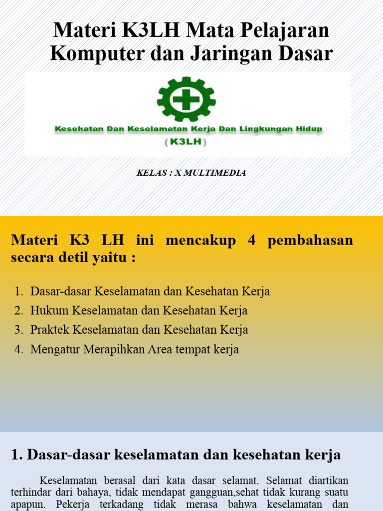Materi K3LH Mata Pelajaran Komputer Dan Jaringan Dasar | PDF