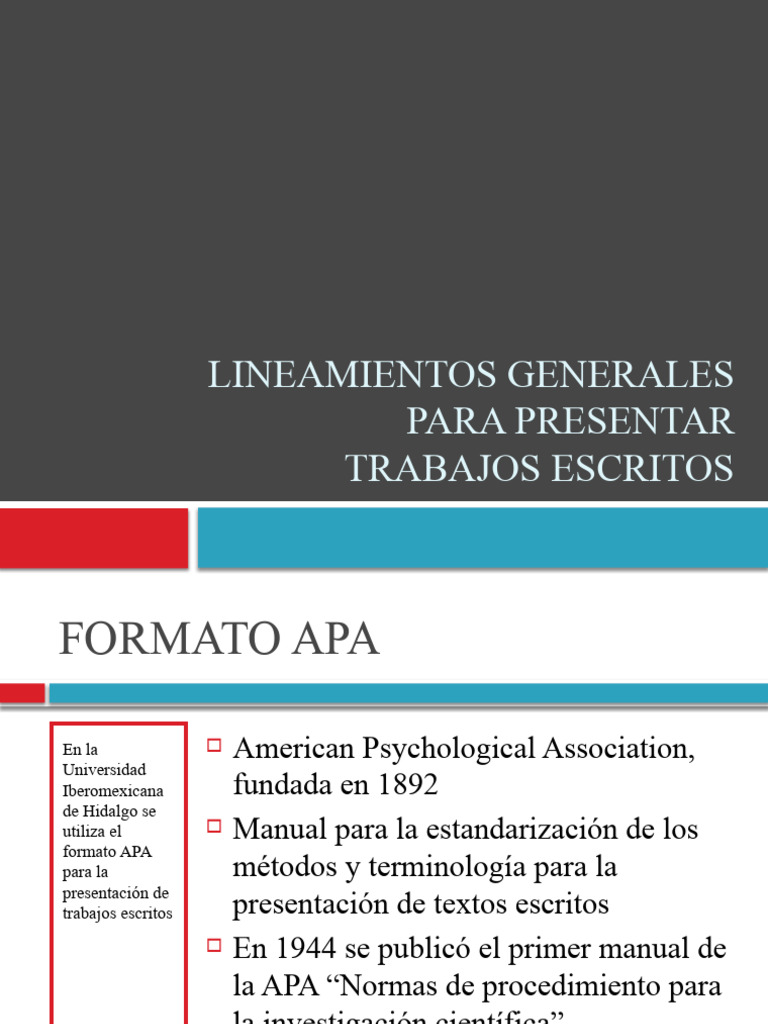 Lineamientos para Trabajos Escritos | PDF | Estilo apa | Razón
