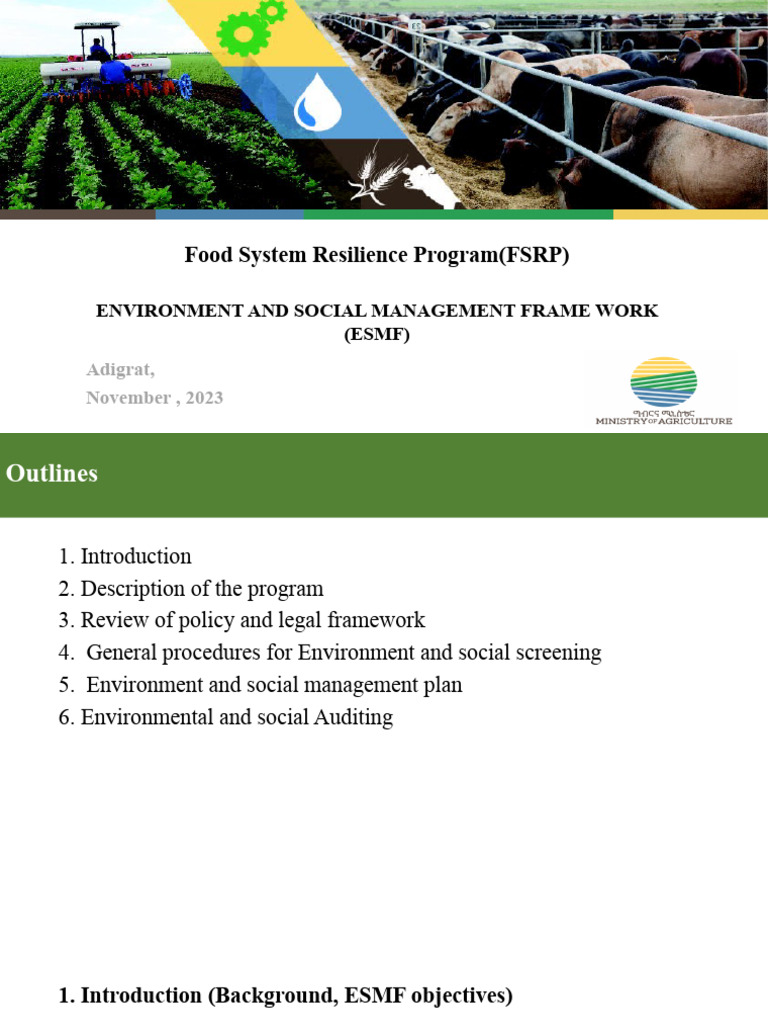 ESMF Tigray - Training - 2023 | PDF | Environmental Impact Assessment | Risk