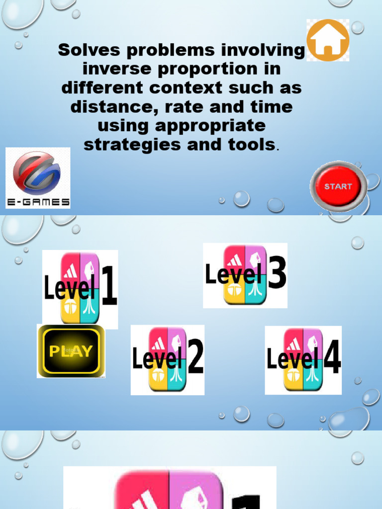 Solves Problems Involving Inverse Proportion in Different Context Such As Distance, Rate and ...