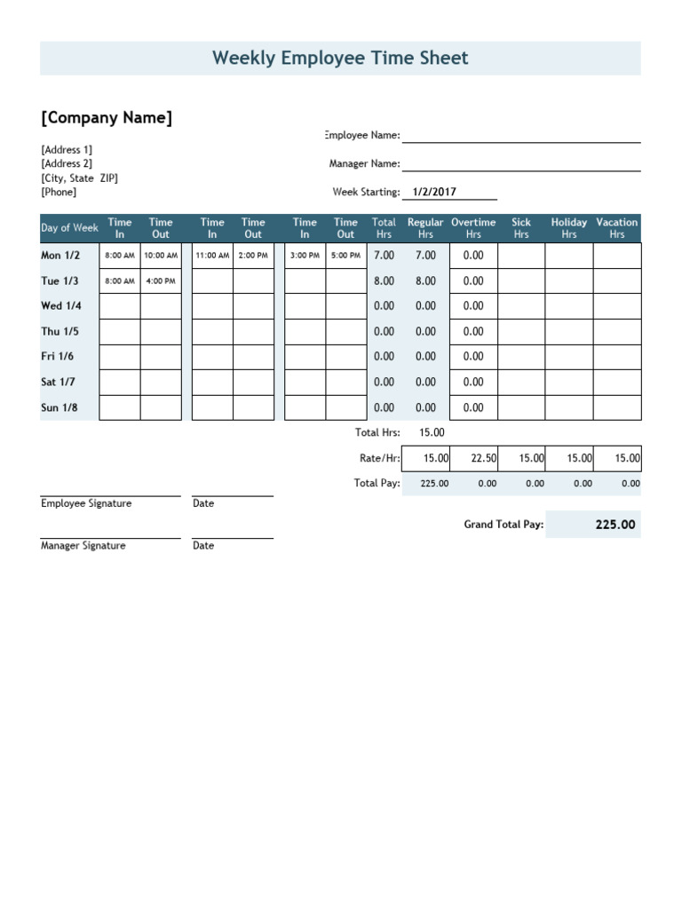 Timesheet With 2 Breaks | PDF | Human Resources | Resource