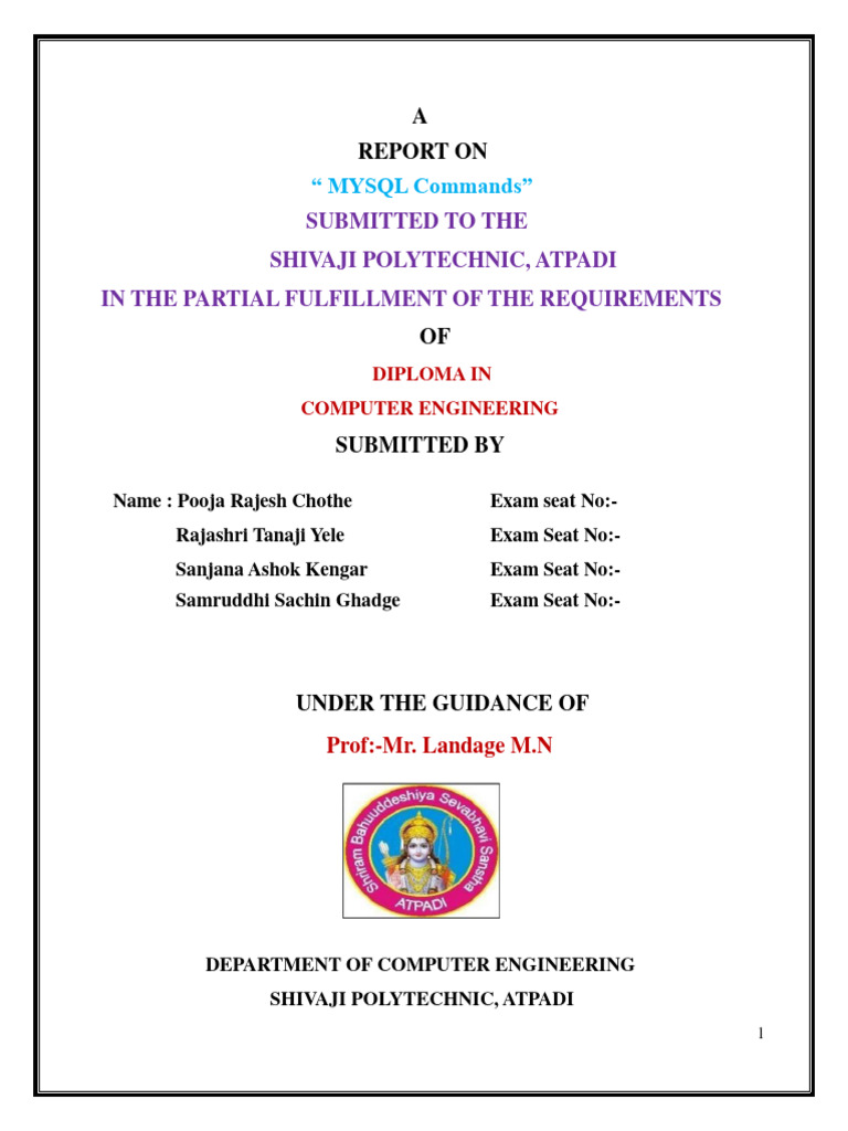 Pooja DBMS Micro Project | PDF | Sql | Databases